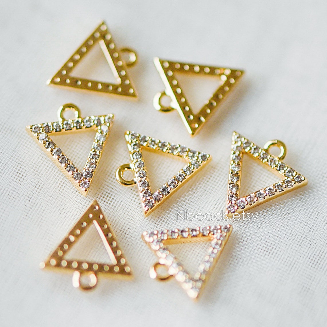 4pcs Micro Pave Gold Triangle Charms 10mm Cubic Zirconia | Etsy