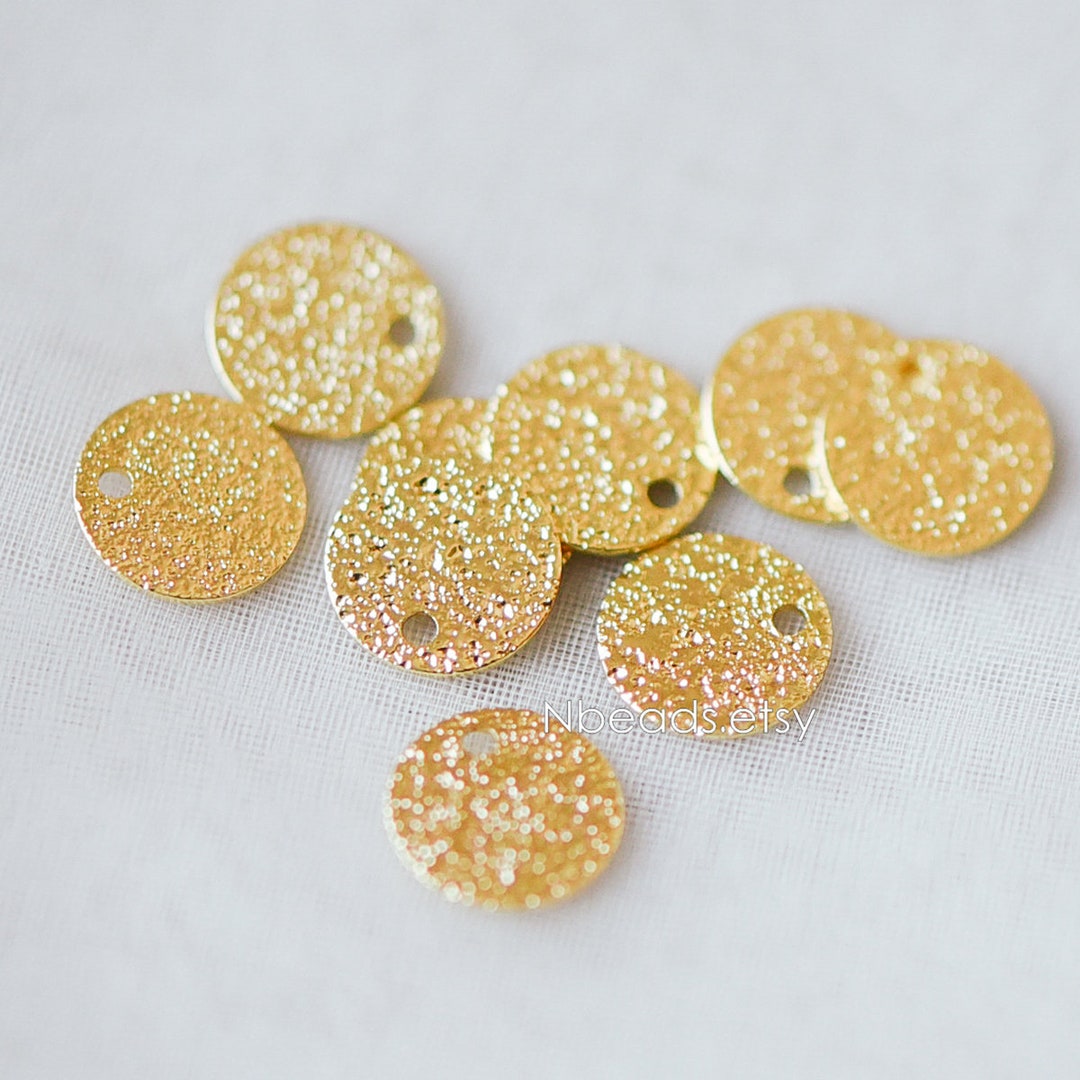 10pcs Gold Plated Brass Disc Charms 8/ 12/ 15mm, Flat Round Coin Disk ...