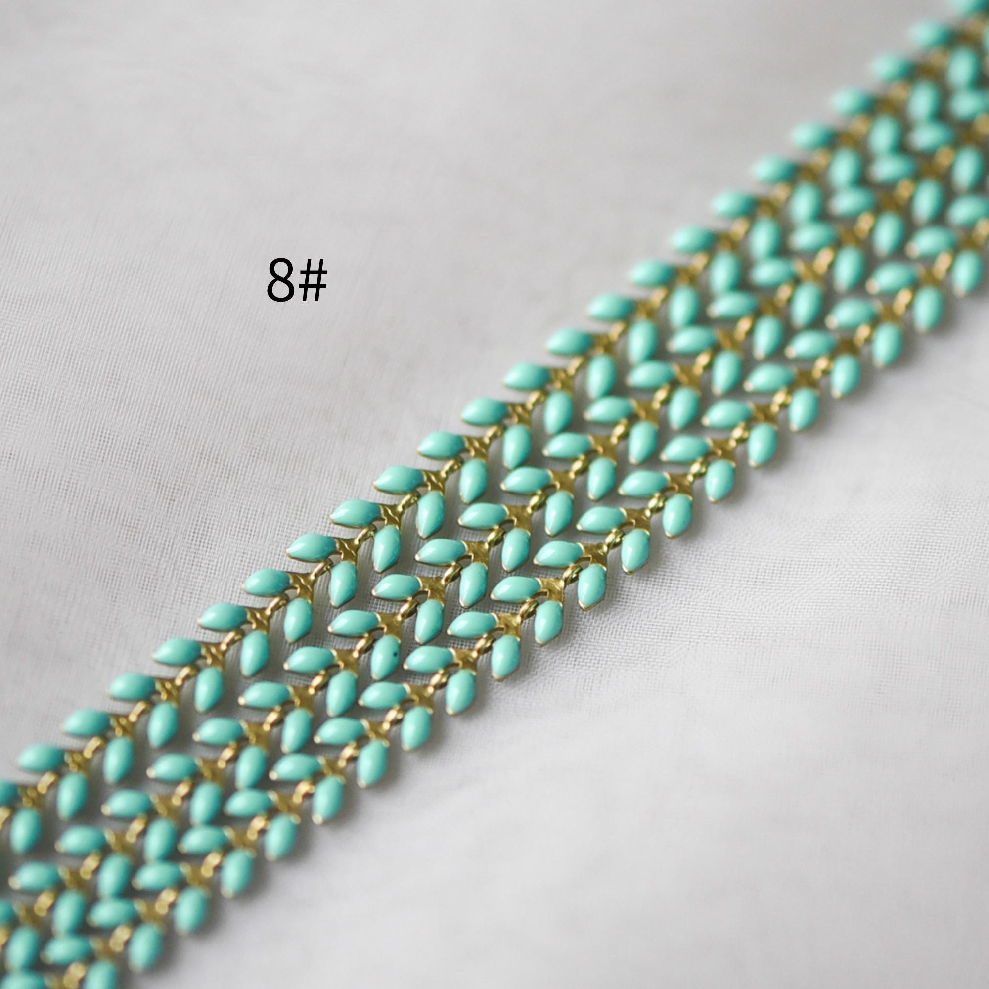 Mint Green Enamel Brass Arrow Chain 6mm, Flat Chevron Chain ...