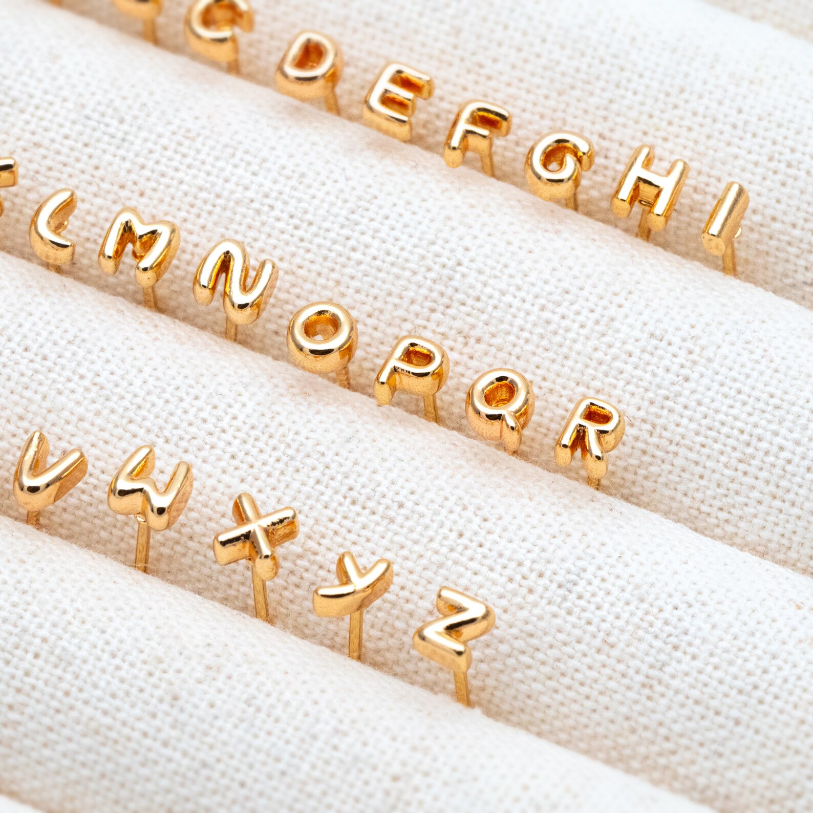 10pcs Gold Alphabet Earrings 4mm, English Letter Studs, Real Gold ...