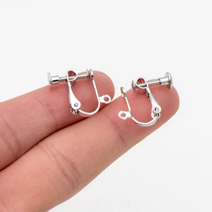 10pcs Gold/ Silver Clip-on Ear Wire, Adjustable With Hinged Screwback ...