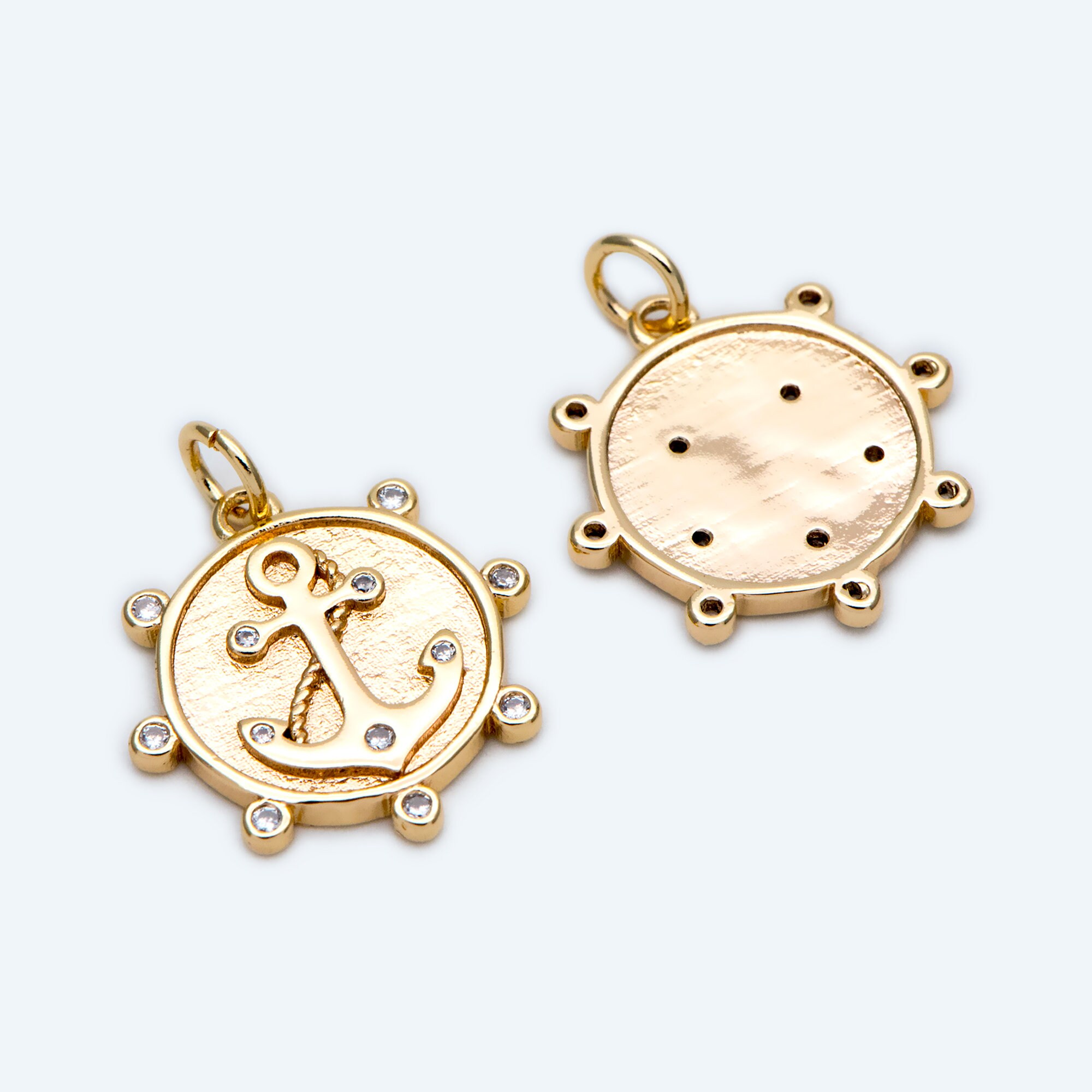10pcs Gold Anchor Disc Charms 18mm 18K Gold Plated Brass - Etsy