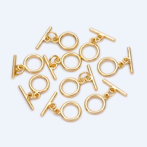 10 Sets Gold Toggle Clasp, Real Gold Plated Brass, Easy Close Clasp 9mm ...