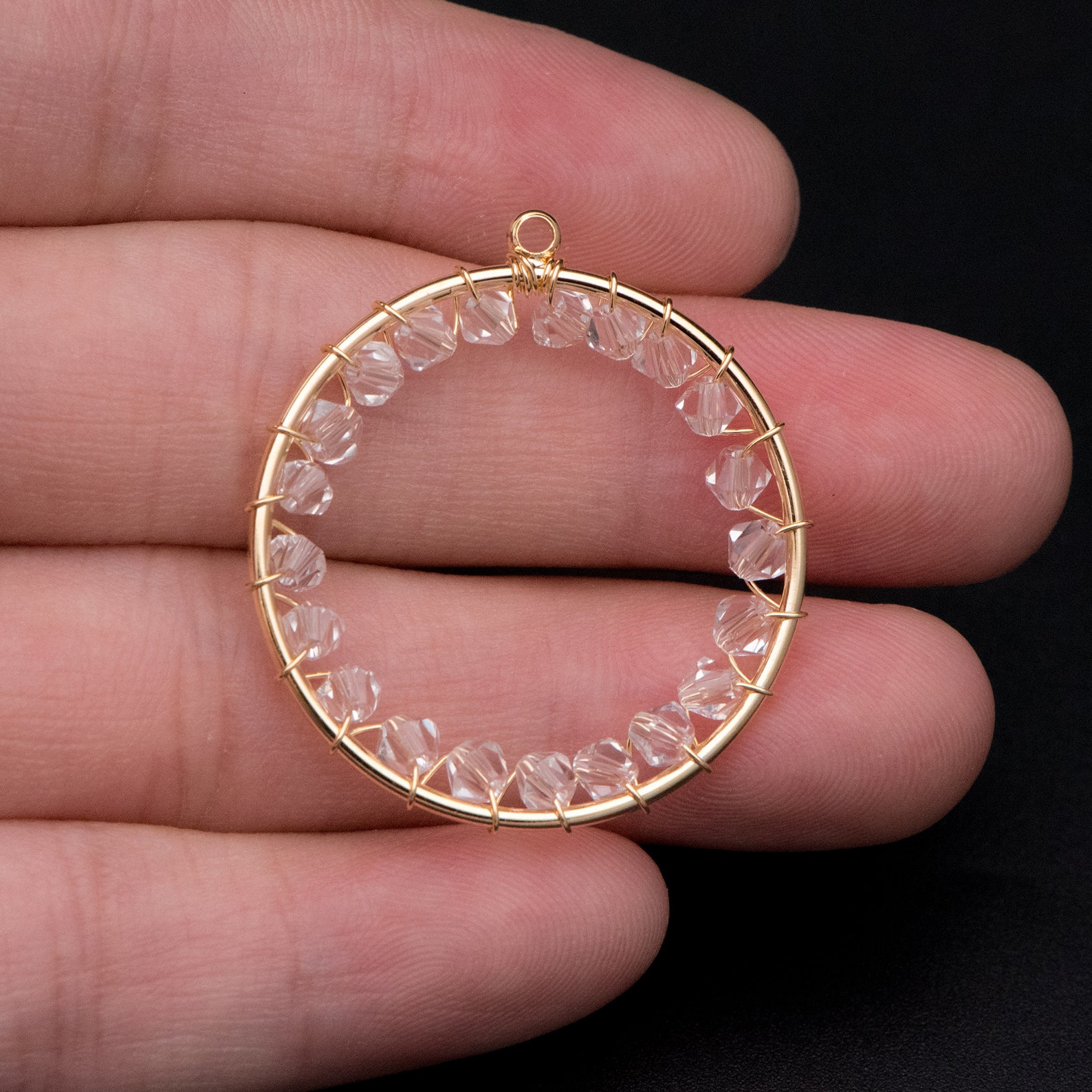 10pcs Gold Beaded 31x33mm Round Loop Charms Wired Crystal - Etsy