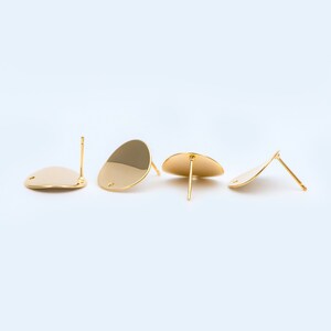 10pcs Gold Round Disc Ear Posts 16mm, 18K Gold Plated Brass, Geometric ...