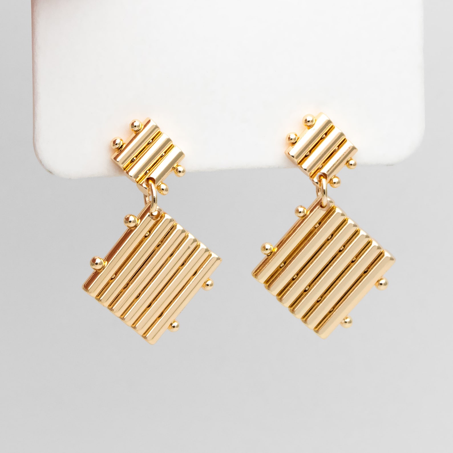 4pcs Gold Square Ear Posts 32x20mm, Real Gold Plated Brass Geometric ...