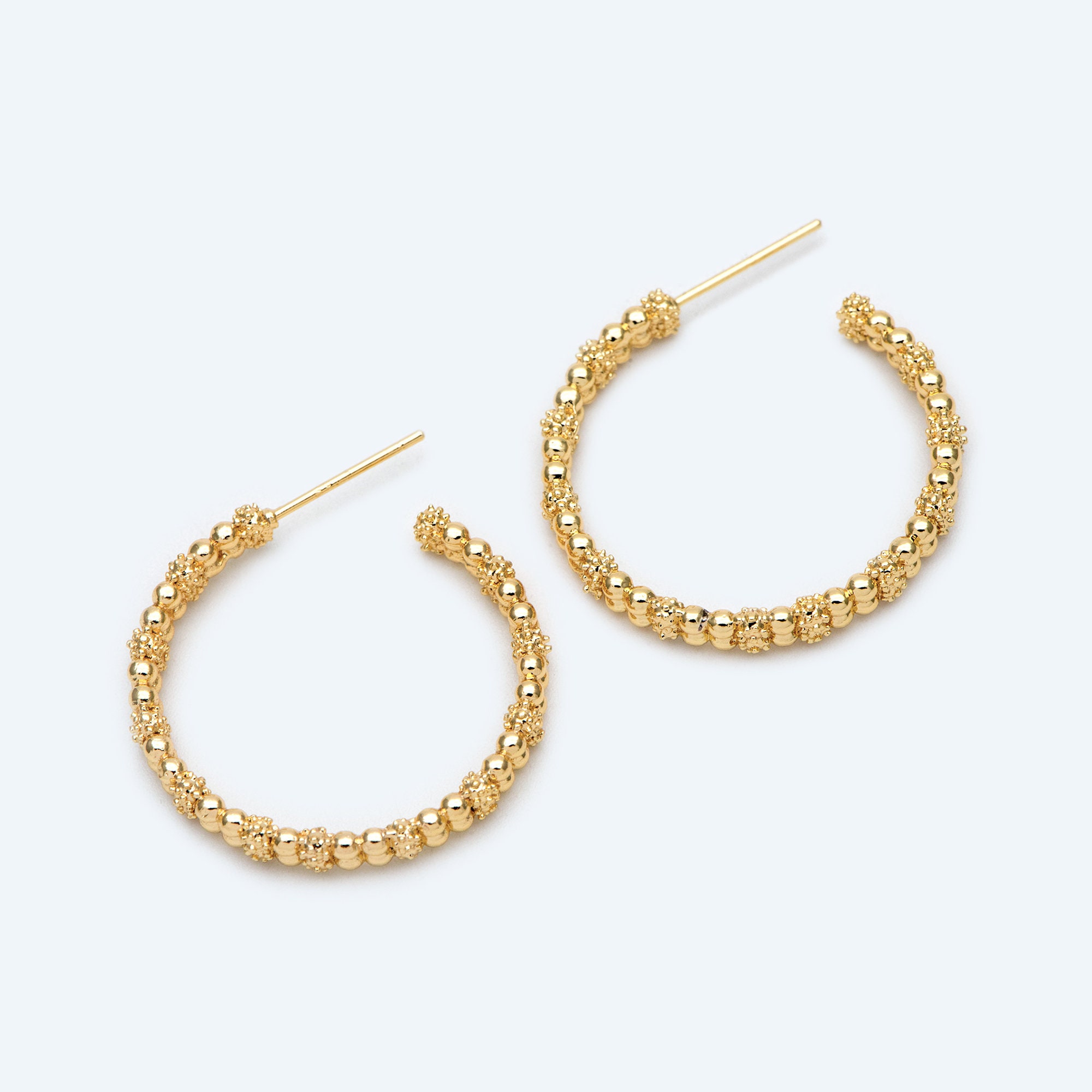 10pcs Gold Hoop Earrings 28mm 18K Gold plated Brass Round | Etsy