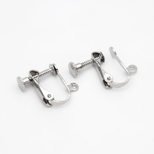 10pcs Gold/ Silver Clip-on Ear Wire, Adjustable With Hinged Screwback ...