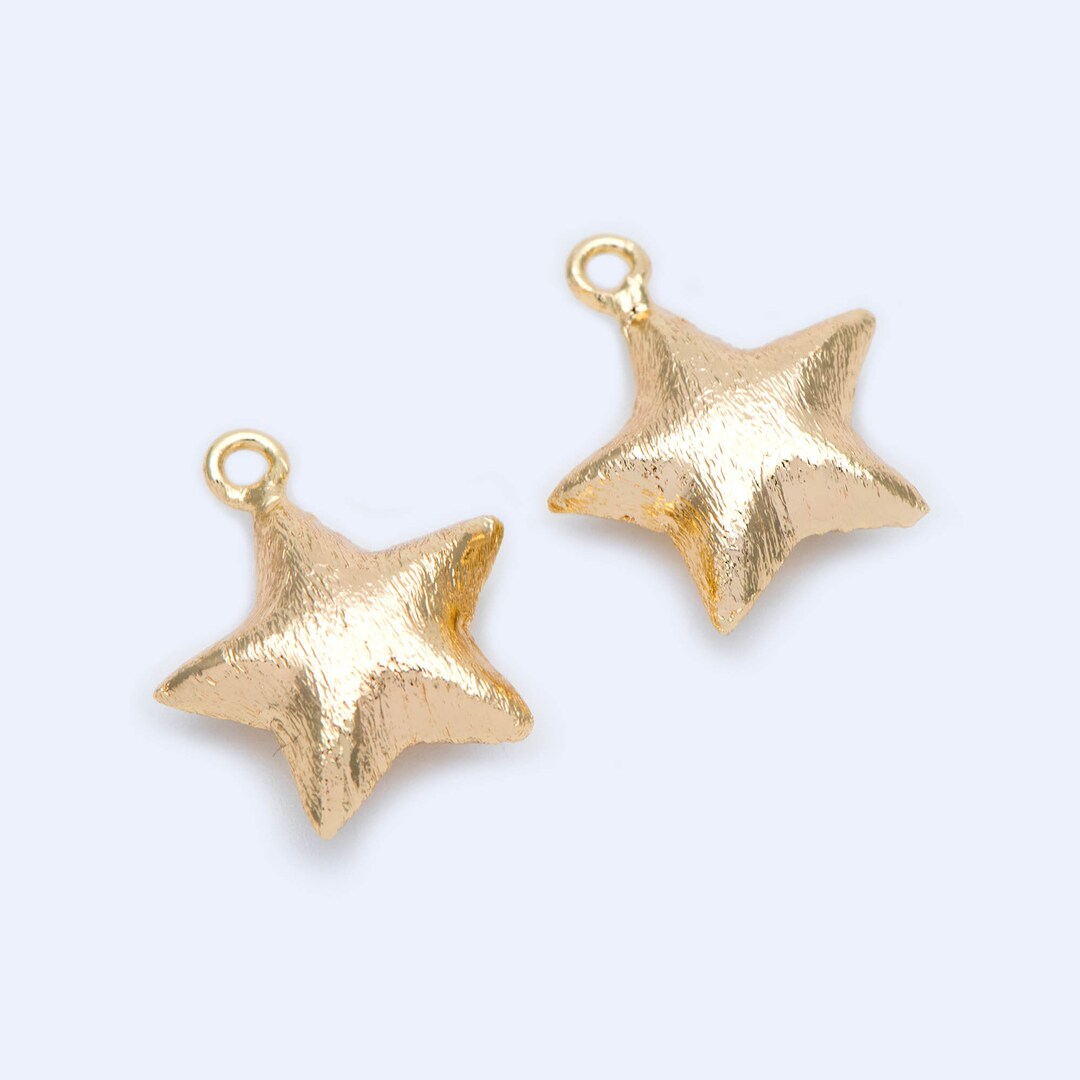 10pcs Gold Brushed Star Charm 18/21mm Gold Plated Brass Star - Etsy