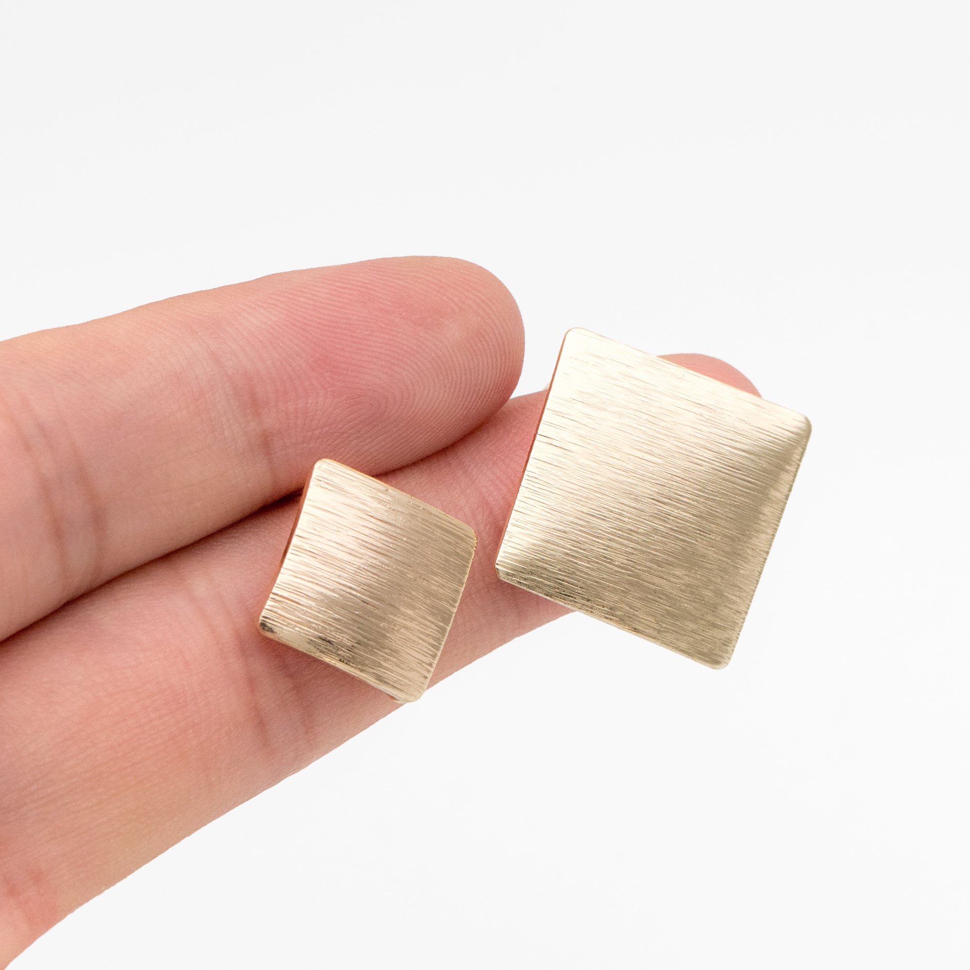 10pcs Brushed Gold Square Earring With Loop 13/ 19mm, Real Gold Plated ...