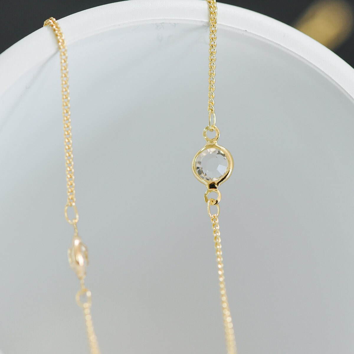 Gold Plated Brass Crystal Beaded Chains, 1.3mm Chains With 7mm Flat ...
