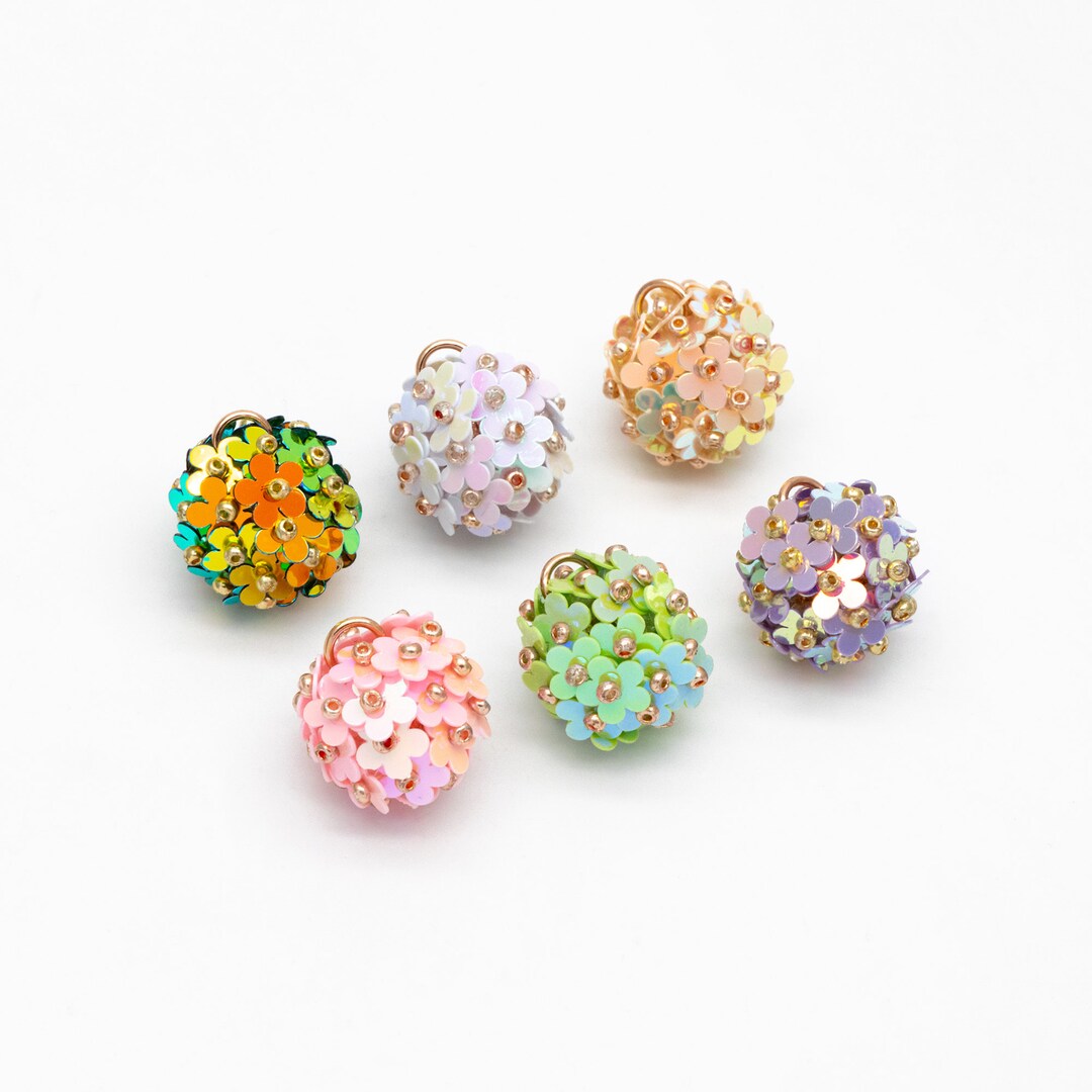 4pcs Beaded Flower Charms, Floral Ball Cluster Pendants, Handmade ...