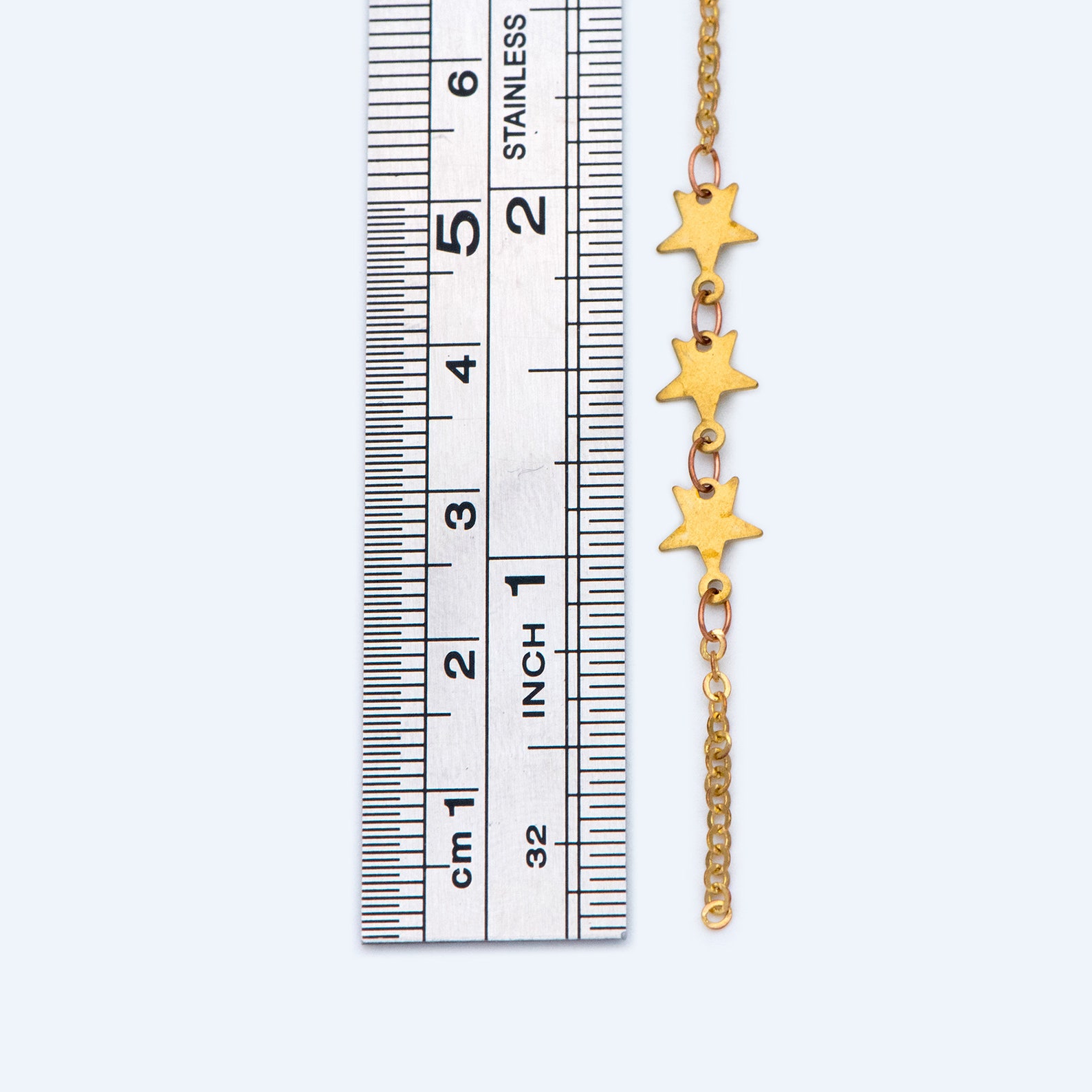 Raw Brass Star Beaded Chain 6.6mm, Unplated Star Link Chain Wholesale ...