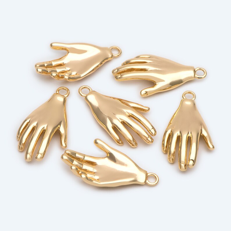 4pcs Gold Plated Brass Hand Charm Hand Pendants Earring - Etsy