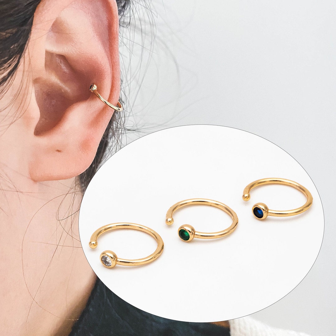 10pcs Round CZ Pave Minimalist Ear Cuffs, Non Pierced Ear Cuff, Dainty ...