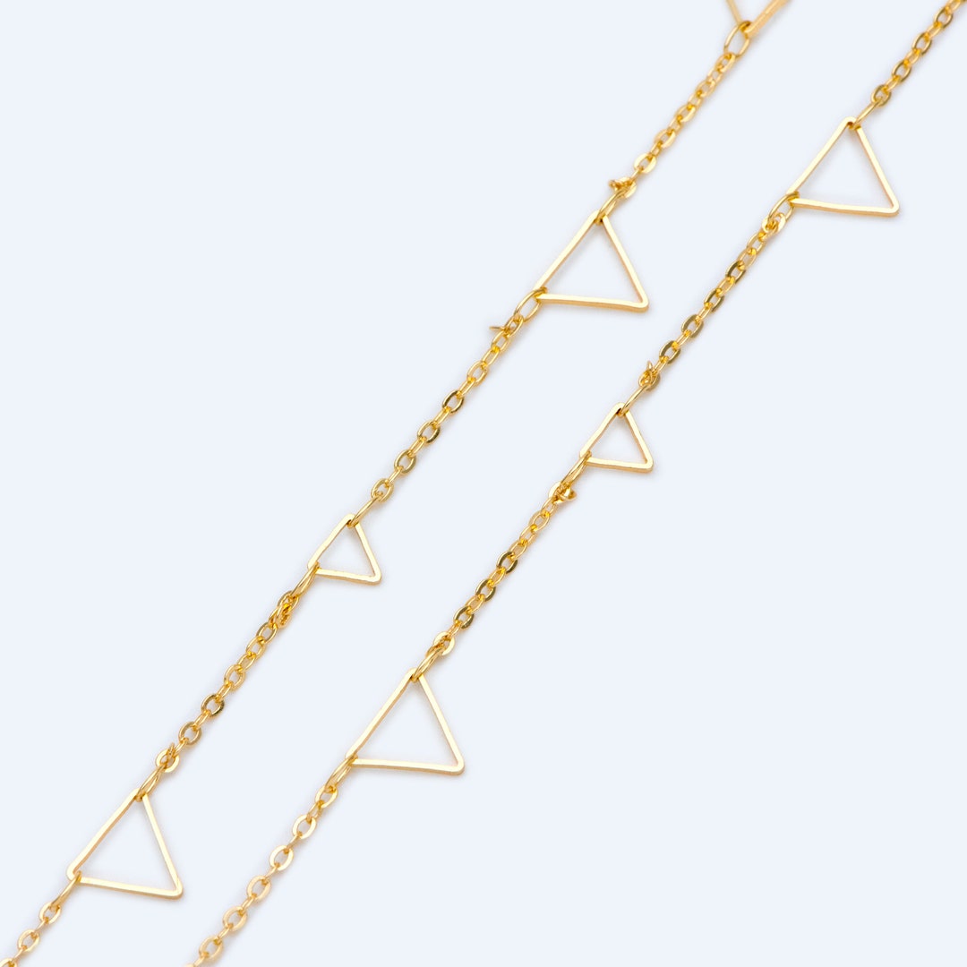 Gold Triangle Chain, 18K Real Gold Plated on Brass, DIY Geometric Chain ...