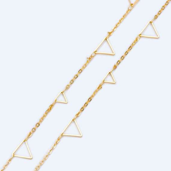 Gold Triangle Chain 18K Real Gold Plated on Brass DIY - Etsy