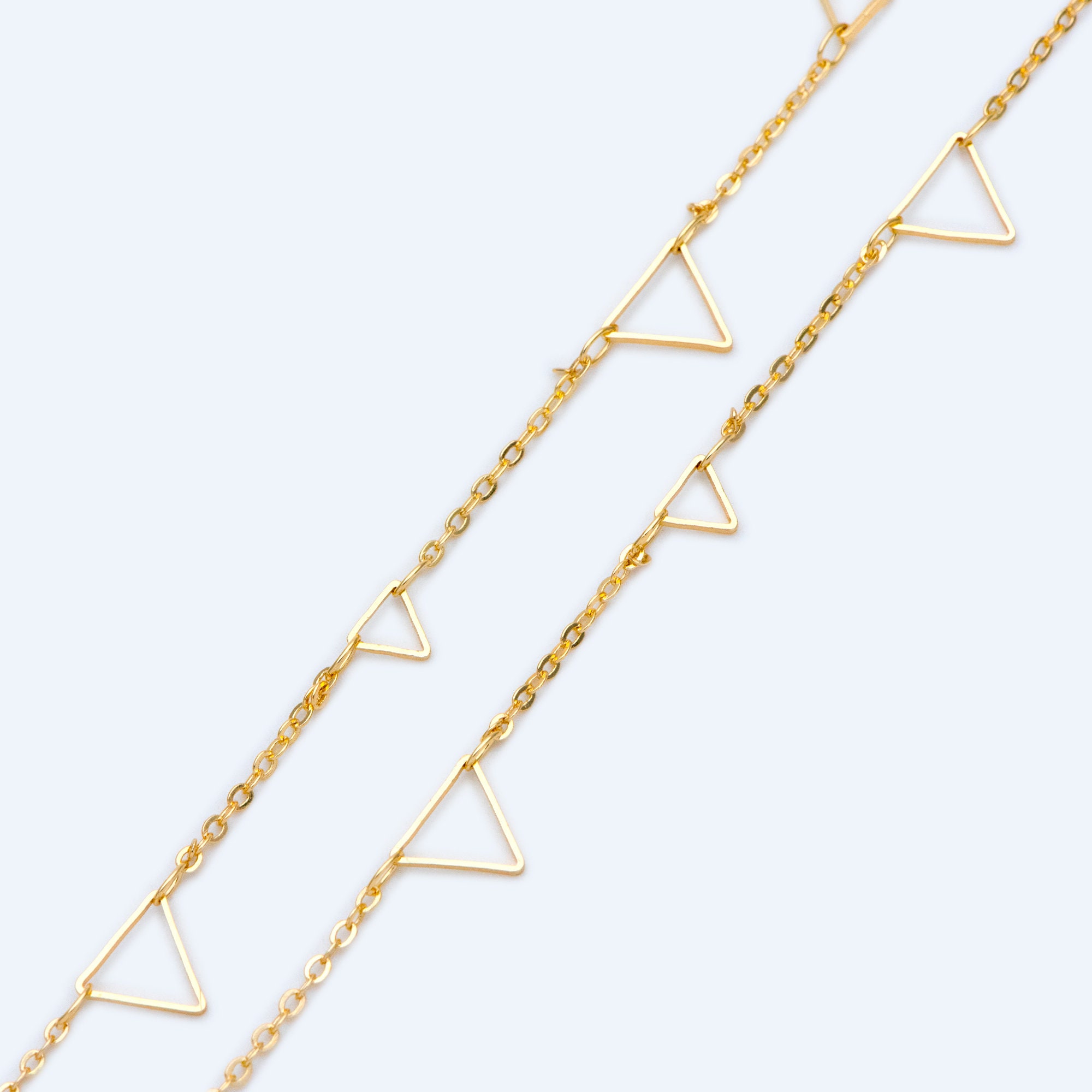 Gold Triangle Chain, 18K Real Gold Plated on Brass, DIY Geometric Chain ...