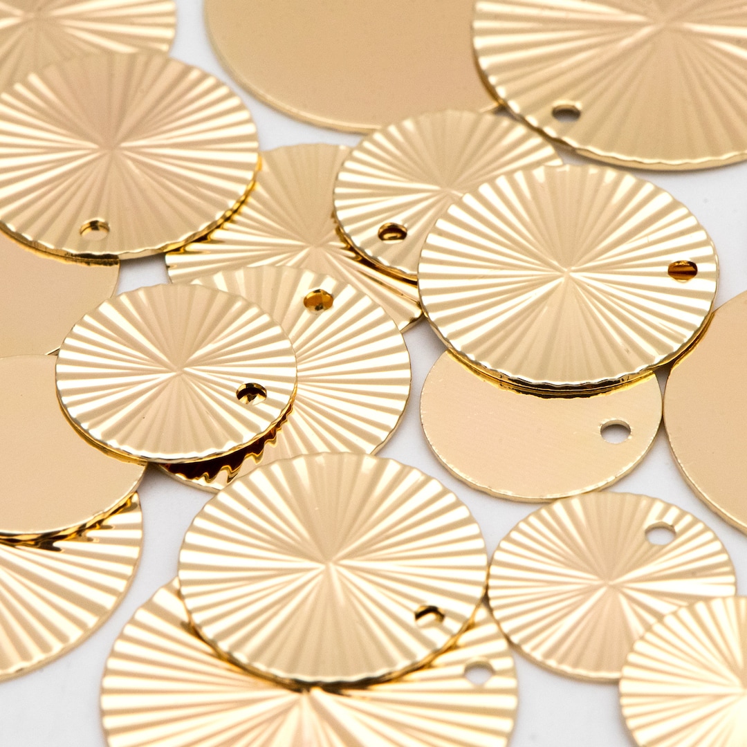 10pcs Gold/ Silver Round Disc Charms 12/ 15/ 20mm, 18K Gold/ Rhodium ...