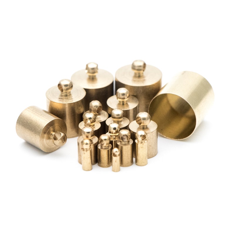 50pcs Raw Brass Barrel Cord End Caps, 2-13mm Multi Size, Glue on End ...