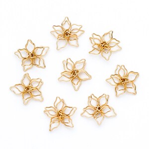 10pcs Gold Plated Iron Wire Flowers 15mm, Hand-wired Floral Charm ...