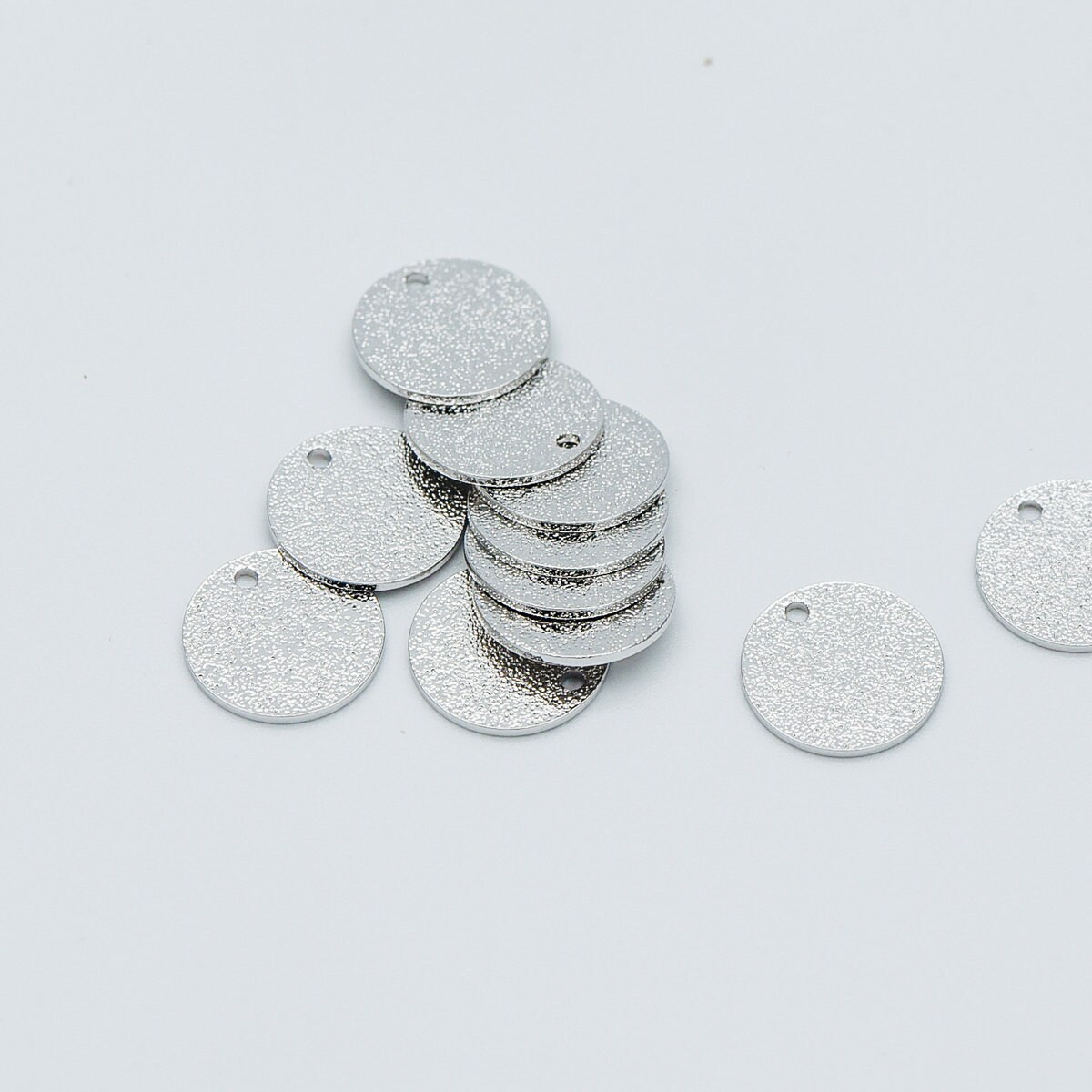 10pcs Silver Tone Round Disc Charms 8/ 12/ 15mm Rhodium - Etsy
