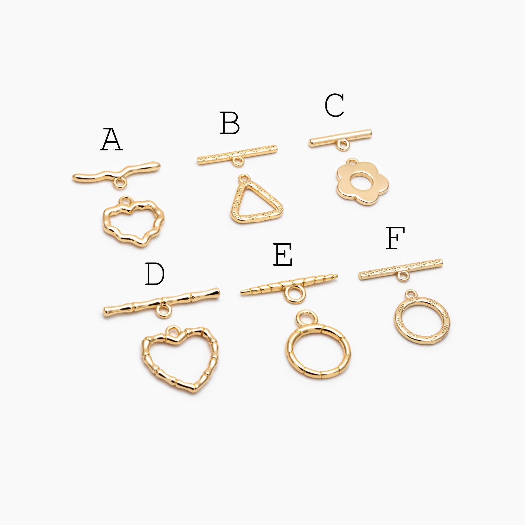 10pcs Gold Toggle Clasp, Jewelry Clasp, 18K Gold Plated Brass, Close ...