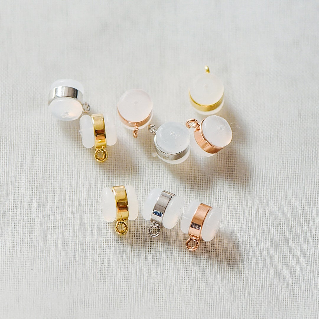 20pcs Rubber Ear Nuts With Loop, Earring Back Stoppers 5.5mm, Gold ...