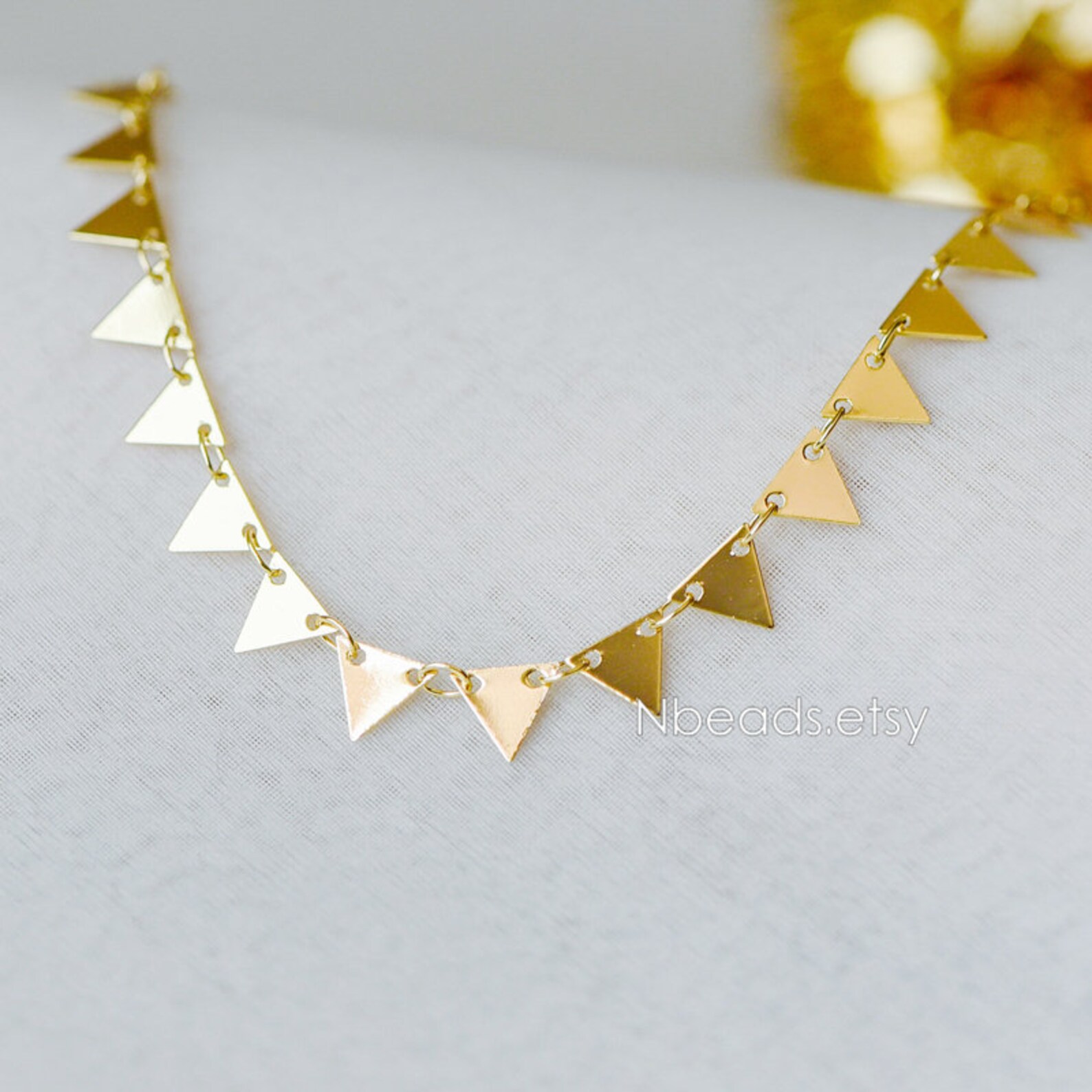 Gold Plated Brass Triangle Chains 7.5mm, Handmade Cable Link Geometric ...