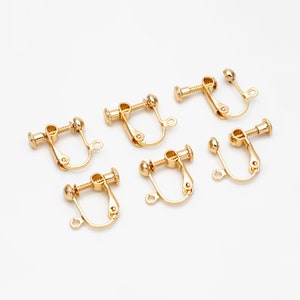 10pcs Gold/ Silver Clip-on Ear Wire, Adjustable With Hinged Screwback ...