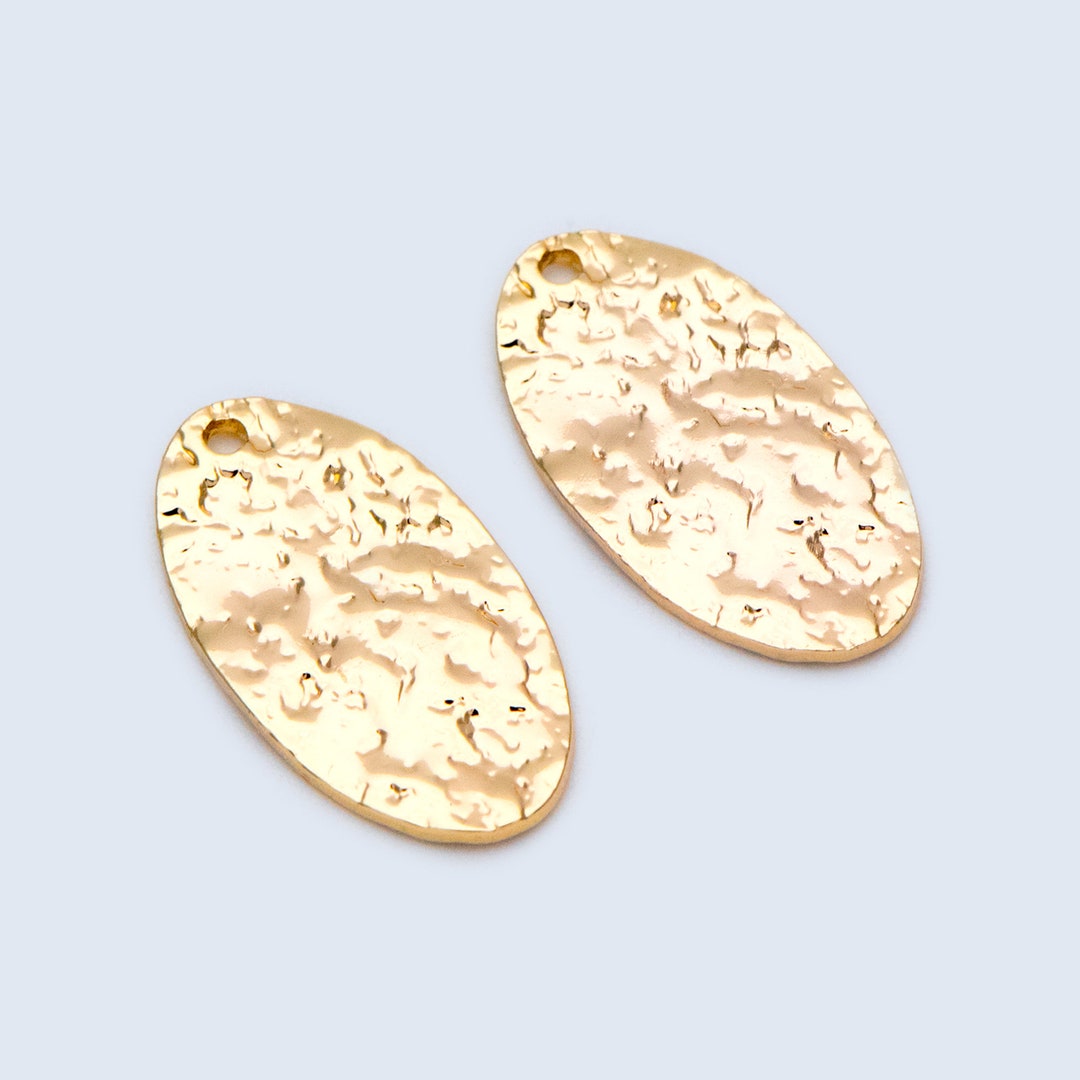 10pcs Gold Oval Disc Pendants 19x10mm, Gold Plated Brass Geometric ...