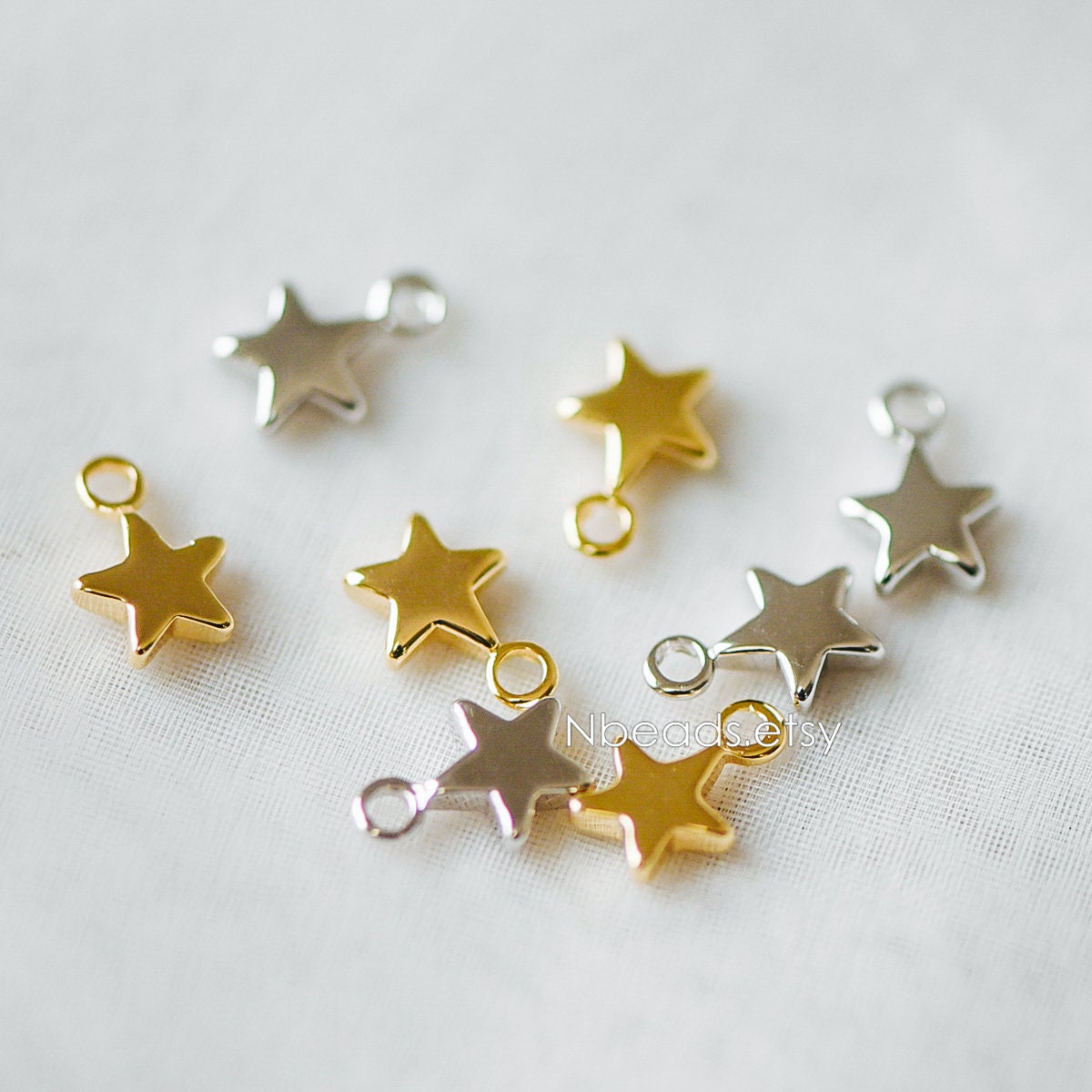 20pcs Gold /silver Star Charms 10x7mm Real Gold/ Rhodium - Etsy