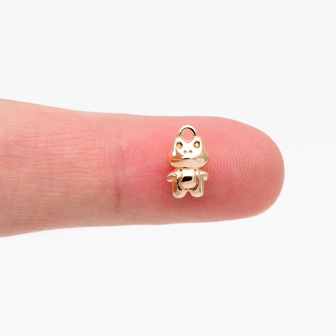 10pcs Gold Cute Frog Charm, 18K Gold Plated Brass, Kawaii Animal Charms ...