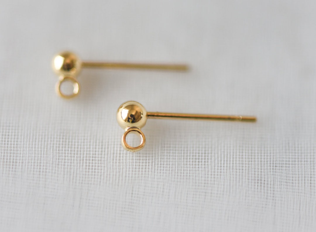20pcs Gold Plated Brass Earring Posts, Stud Earring With Loop, 3mm/ 4mm ...