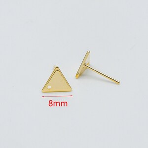 10pcs Gold Ear Posts With Loops, 18K Gold Plated Brass, Square Triangle ...