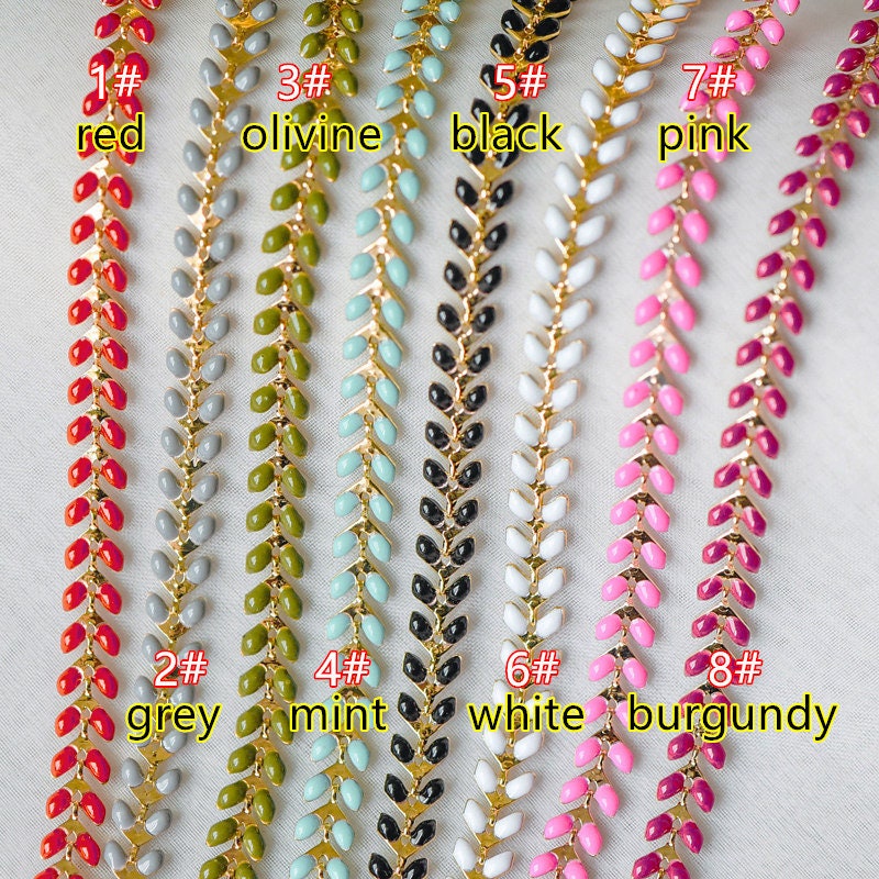Gold Plated Brass Enamel Chevron Chain 6.3mm Herringbone Flat - Etsy