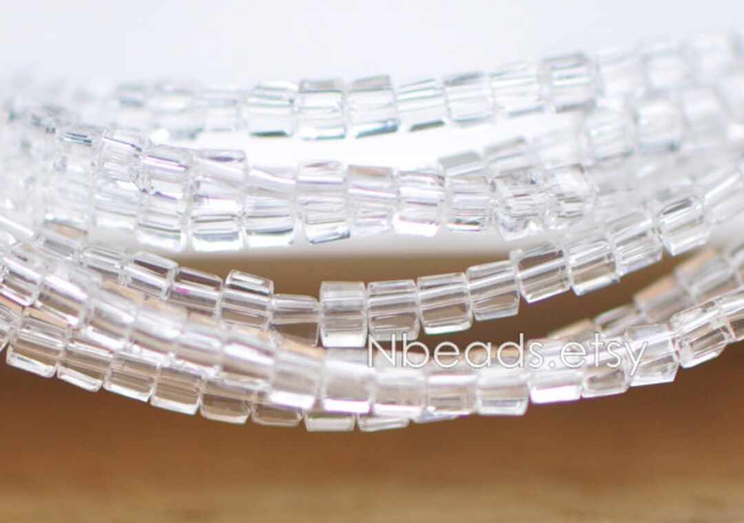 190 Beads Faceted Glass Cube, 2mm Tiny Faceted Crystal Spacer Beads ...