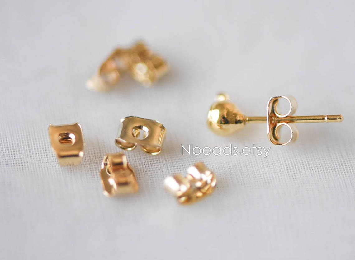 20pcs Gold Plated Brass Ear Nuts Earring Back Stoppers 5mm/ - Etsy