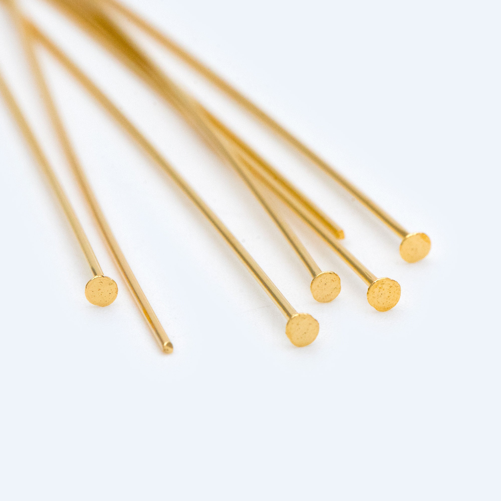 100pcs Gold Head Pins 70mm Gold plated Brass Headpins 0.7mm/ | Etsy