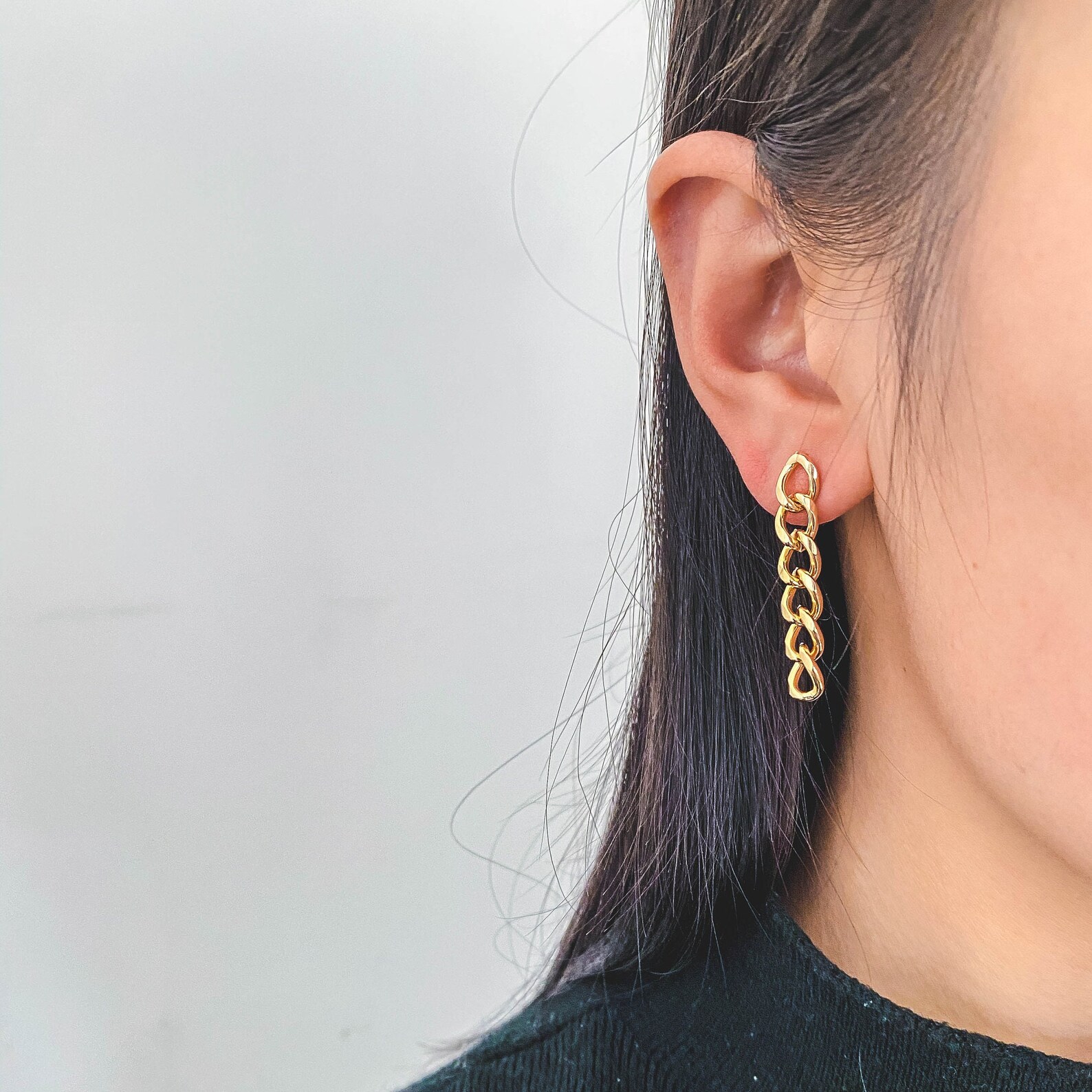 10pcs Chain Link Earring Studs 18K Gold Plated Brass - Etsy