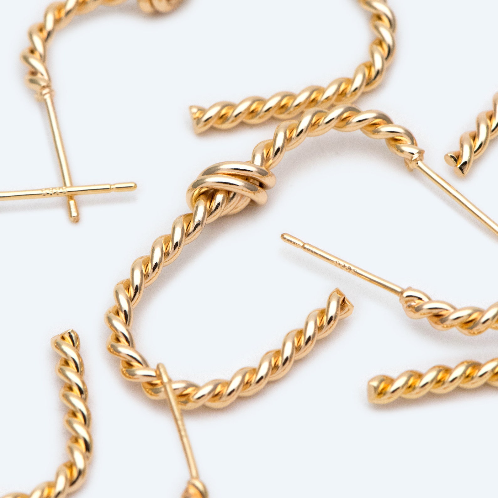 4pcs Gold Knot Ear Posts Twisted Wired Earring Posts Oval | Etsy