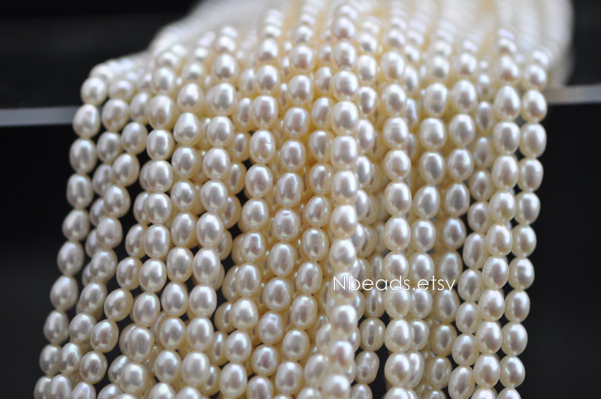 4-4.5mm Freshwater Rice Pearls Fresh Water Oval Pearls - Etsy
