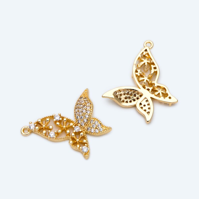 4pcs Gold Plated Brass Hollow Butterfly Charms CZ Pave - Etsy