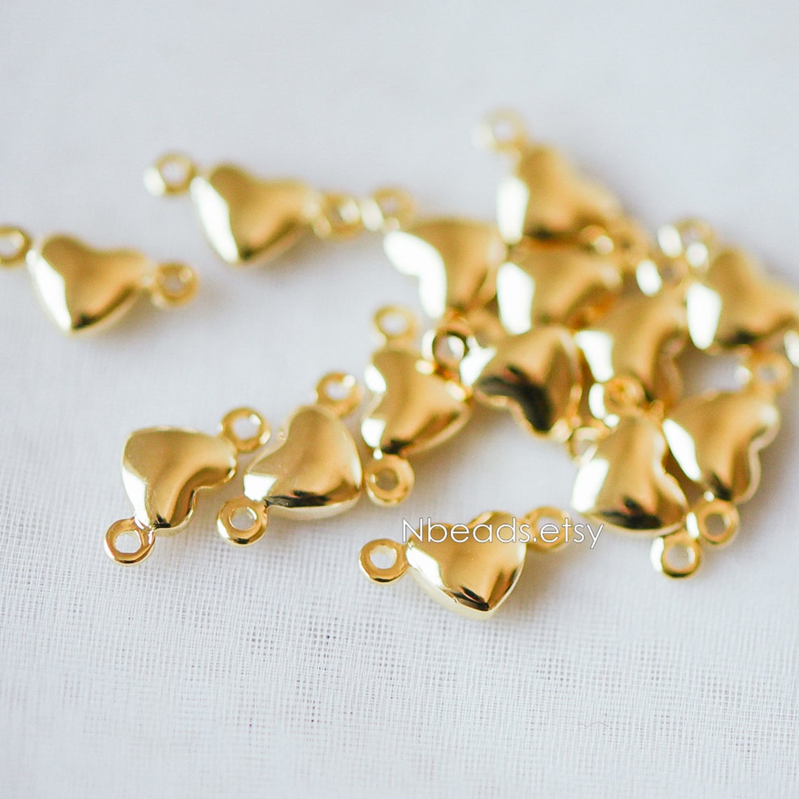 20pcs Gold /silver Heart Connectors 10mm Real Gold/ Rhodium | Etsy