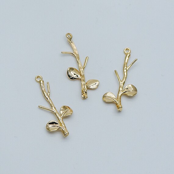 10pcs Gold Leaf Charm Connectors 25x10mm Real Gold Plated | Etsy