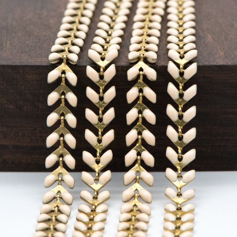 Cream Enamel Brass Arrow Chain 6mm Flat Chevron Chain - Etsy
