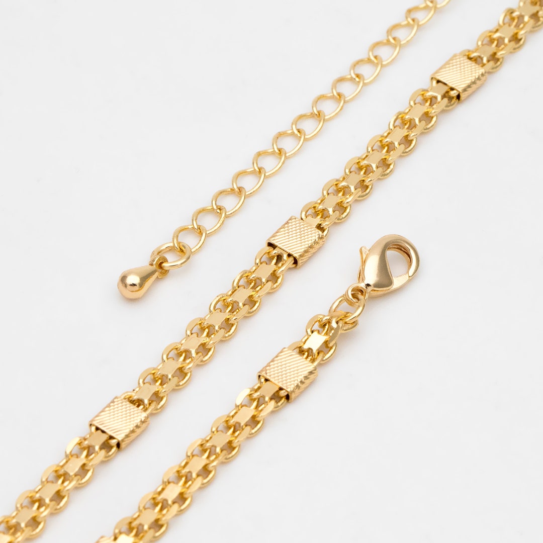 Gold Plated Brass Chain 4.4mm, Finished Bracelet/ Anklet/ Necklace With ...