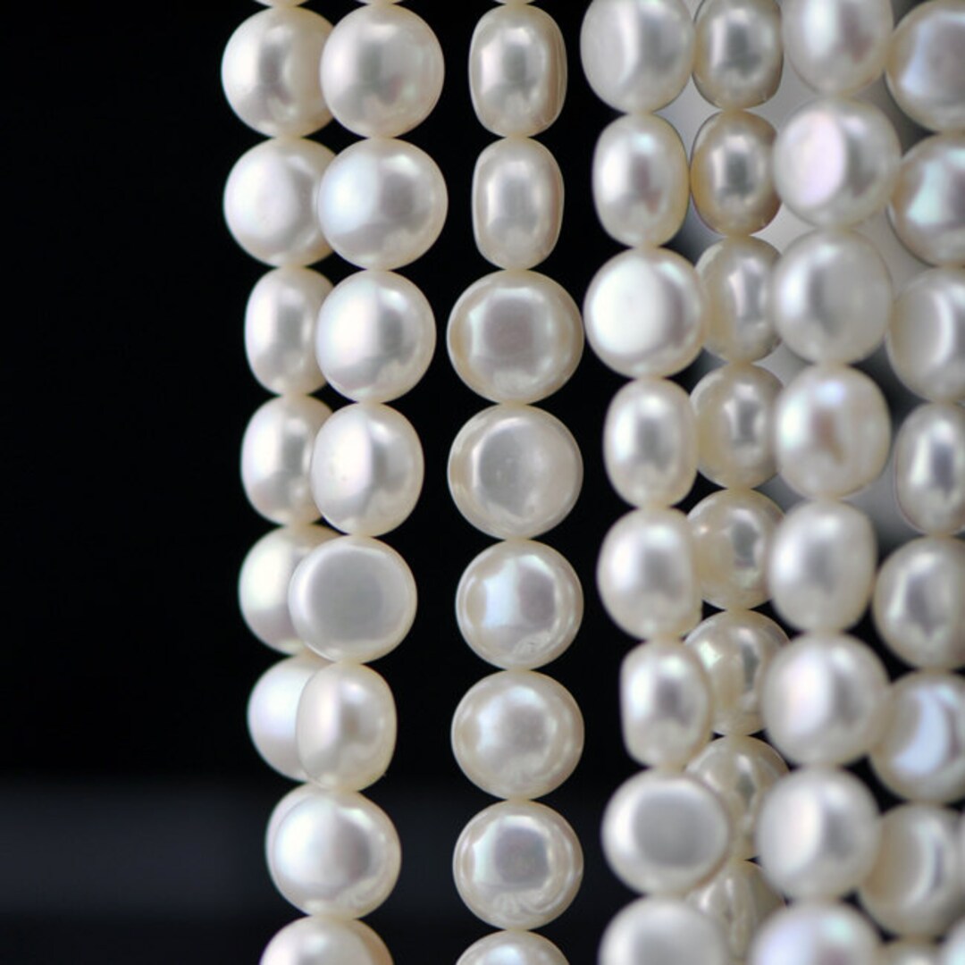 Freshwater Button Pearl 8mm /10mm, White Fresh Water Round Coin Pearl ...