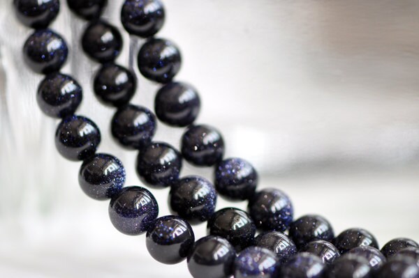 Smooth Round Blue Sand Natural Stone Beads 3/4/6/8/10/12mm Multi-size ...