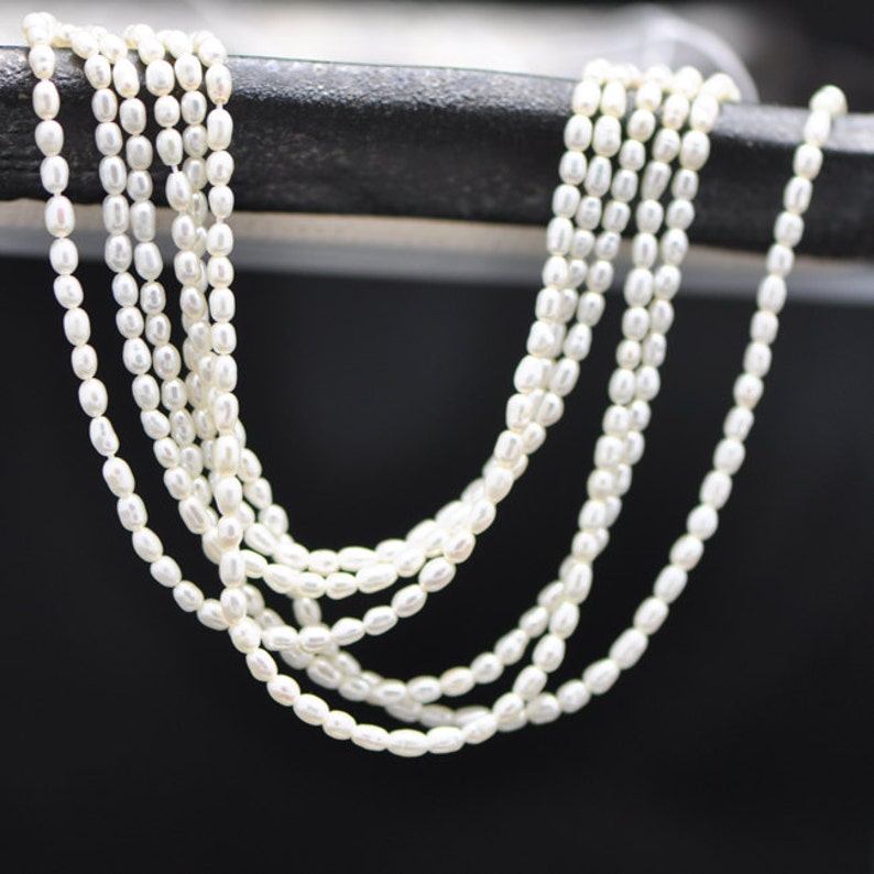 2.5mm Tiny Freshwater Rice Pearl Dainty White Oval Rice Pearl - Etsy